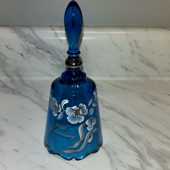 Fenton | Accents | Fenton Blue Hand Painted 25 Year Anniversary Signed ...